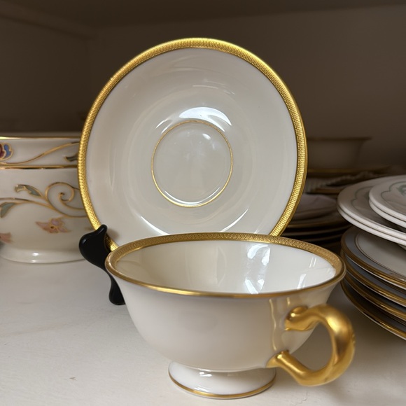 Lenox | Dining | Vintage Lenox Tuxedo Cup Saucer2pcs Ivory White With ...
